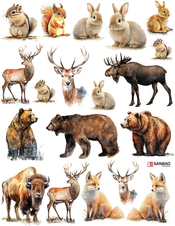 Ceramic Overglaze decal, Overglaze decal - Forest Animal - Sanbao Studio